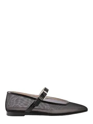 Le Monde Beryl Patent Leather-trimmed Mesh Mary Jane Ballet Flats - Black