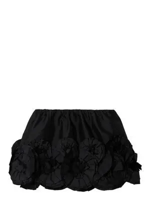 SHUSHU/TONG Floral Appliquéd Wool And Silk-blend Mini Skirt - Black