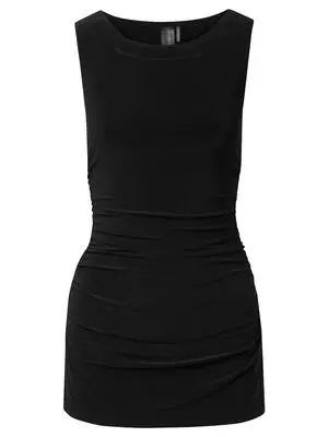 Norma Kamali Ruched Stretch-jersey Mini Dress - Black