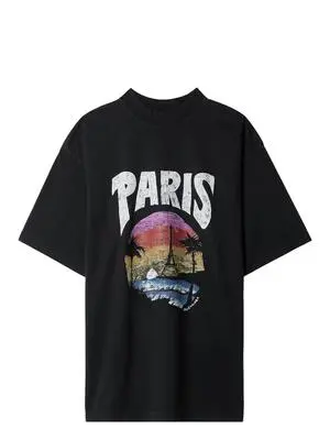 Balenciaga Printed Cotton-jersey T-shirt - Black