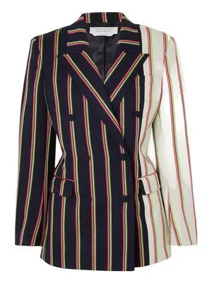 Gabriela Hearst Mccoi Double-breasted Striped Wool And Silk-blend Twill Blazer - Blue