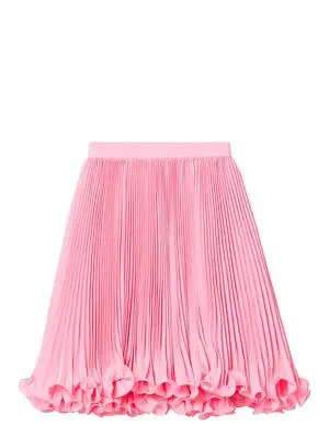 Balmain Ruffled Plissé-satin Mini Skirt - Pink