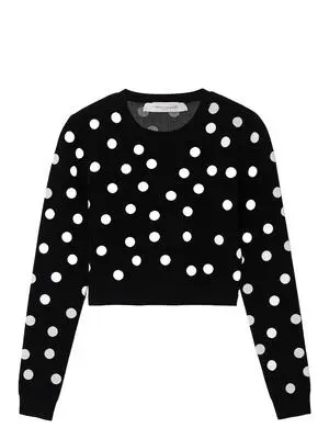 Carolina Herrera Cropped Polka Dot Stretch-knit Top - Black