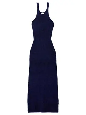 Khaite Jaime Brushed Silk And Cashmere-blend Maxi Dress - Blue