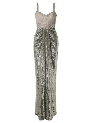 Jenny Packham Only You' Draped Embellished Tulle Gown - Silver