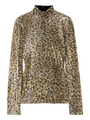 AZ FACTORY Romy Sequined Leopard-print Turtleneck Top - Multi