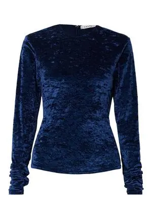 FRAME Crushed Velvet Long-sleeve Top - Blue