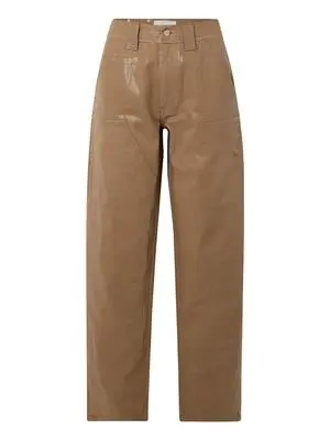 DION LEE Carpenter Coated Mid-rise Wide-leg Cargo Jeans - Brown