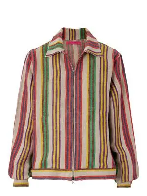 THE ELDER STATESMAN Coastal Decon Striped Linen-jacquard Jacket - Multi