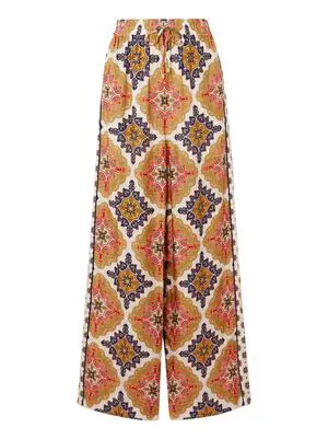 Cara Cara Amalfi Printed Satin-twill Wide-leg Trousers - Multi