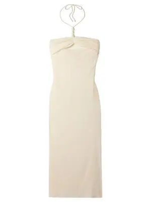 Magda Butrym Embellished Gathered Halterneck Maxi Dress - Neutrals