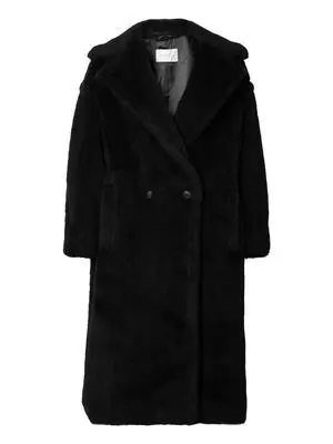 Max Mara Tedgirl Double-breasted Alpaca, Wool And Silk-blend Coat - Black