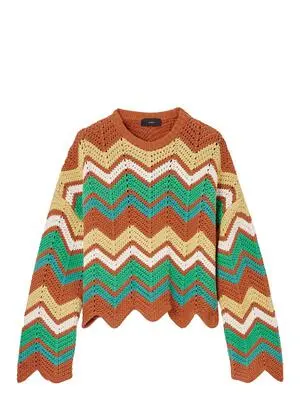Alanui Kaleidoscopic Chevron Crocheted Cotton-blend Sweater - Multi