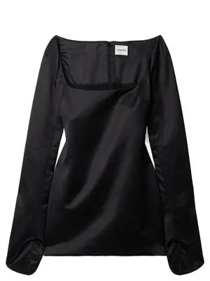 Khaite Tate Cotton-blend Duchesse-satin Mini Dress - Black