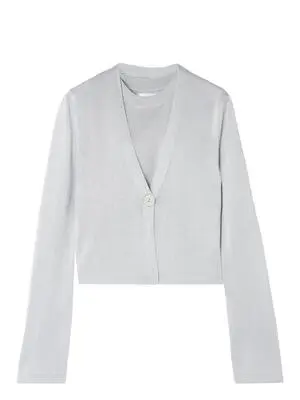 Galvan Ida' Layered Knitted Tank And Cardigan Set - Silver