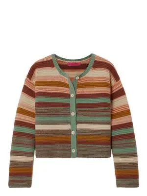 THE ELDER STATESMAN Sundry Cropped Striped Cashmere Cardigan - Multi