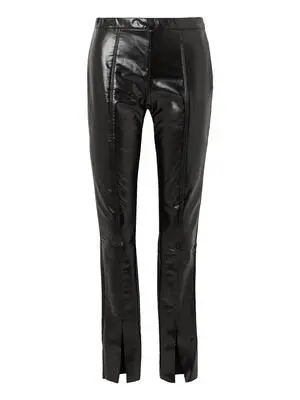 Rick Owens Coated Cotton-blend Skinny Pants - Black