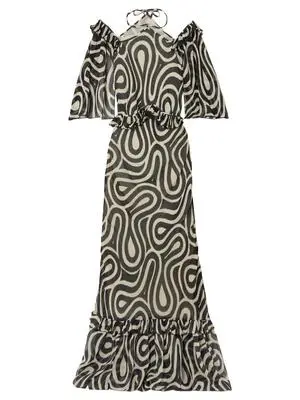 BODE Comber Ruffled Printed Silk-chiffon Maxi Dress - Multi