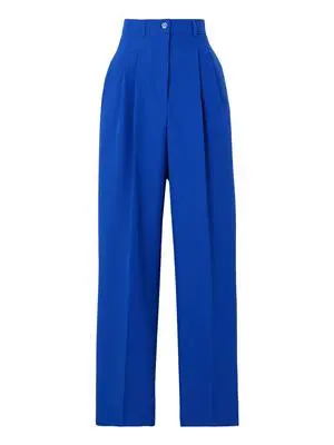 TOLU COKER Pleated Twill Straight-leg Trousers - Blue