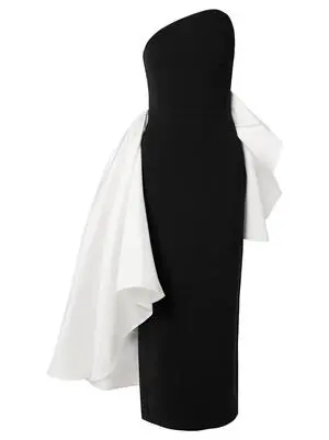 Solace London Nala' Strapless Crepe And Satin-faille Midi Dress - Black