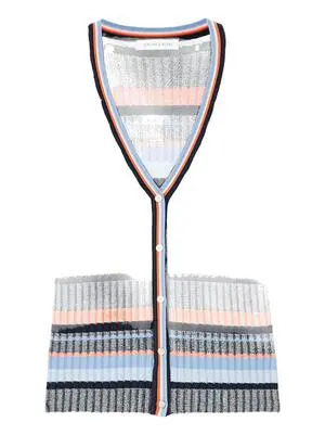 Veronica Beard Calliope Striped Ribbed-knit Cardigan - Multi
