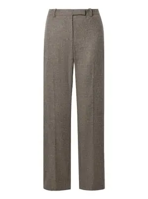 Veronica De Piante Riley Herringbone Pinstriped Wool And Cashmere-blend Wide-leg Pants - Neutrals