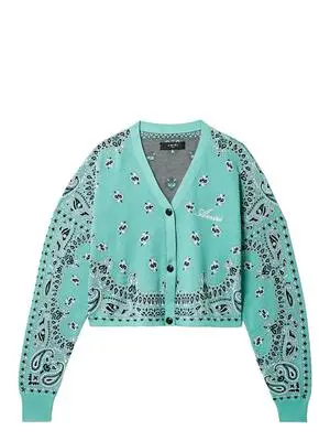 Amiri Bandana Jacquard-knit Cotton Cardigan - Blue
