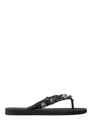 Balenciaga Cagole Embellished Flip Flops - Black