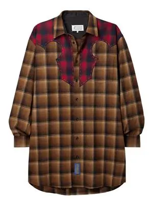 MAISON MARGIELA Maison Margiela Checked Wool-Flannel Mini Shirt Dress
