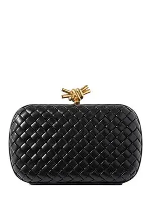Bottega Veneta Knot Padded Intrecciato Leather Clutch - Black