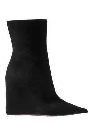 Amina Muaddi Pernille Suede Wedge Ankle Boots - Black