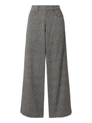 LA LIGNE Prince Of Wales Checked Woven Wide-leg Pants - Gray