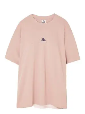 Nike Embroidered Cotton-jersey T-shirt - Pink