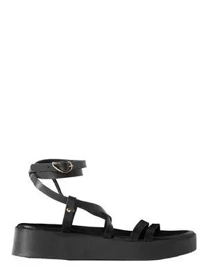ANCIENT GREEK SANDALS Aristea Leather Platform Sandals - Black