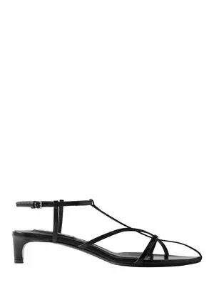 JIL SANDER Leather Strappy Sandals With Kitten Heel - Black