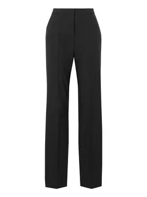 Another Tomorrow Pleated Merino Wool Straight-leg Pants - Black