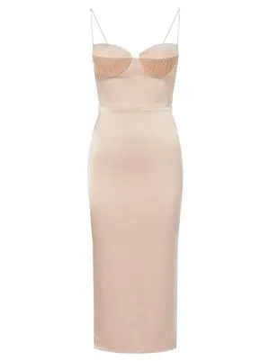 Alex Perry Sweetheart Satin Crepe Midi Dress - Pink