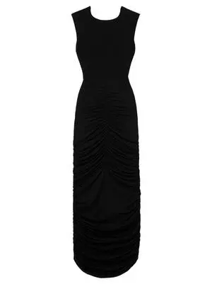 Magda Butrym Ruched Open-back Stretch-jersey Gown - Black