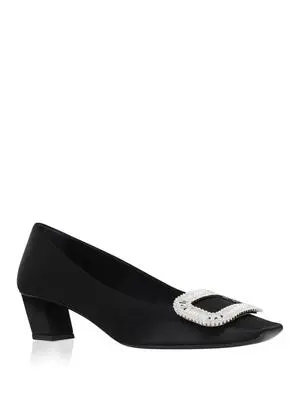 ROGER VIVIER Roger Vivier Satin Belle Vivier Block Heel Pumps Black