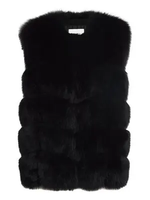 YVES SALOMON Fox Fur Gilet - Black