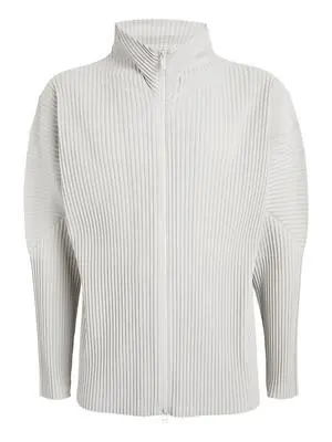 Issey Miyake Homme Plissé Issey Miyake Zip-Up Pleated Cardigan Grey