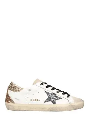 GOLDEN GOOSE Golden Goose Super-Star Leather Sneakers With Glitter Accents