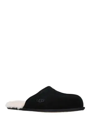 UGG Scuff Suede Sheepskin Lined Slippers - Black