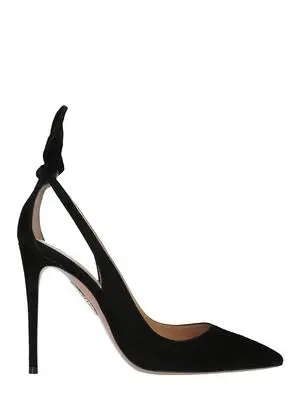AQUAZZURA Suede Bow Tie Pumps - Black
