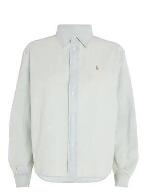 Polo Ralph Lauren Cotton Button-down Shirt With Embroidered Pony - Blue