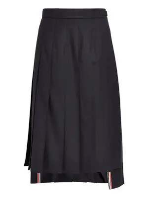 Thom Browne Thom Browne Pleated Midi Skirt With Tricolour Stripe Detail Navy