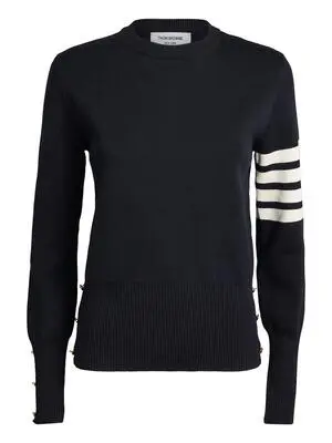 Thom Browne 4-bar Crew Neck Sweater - Navy