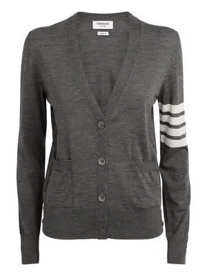 Thom Browne Relaxed Wool 4-bar Cardigan - Grey