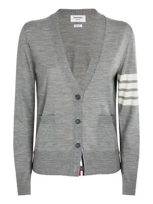Thom Browne 4-bar Stripe Wool Cardigan - Grey