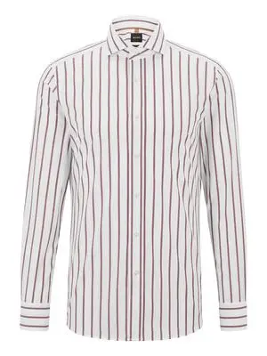 BOSS Cotton Striped Shirt - Red